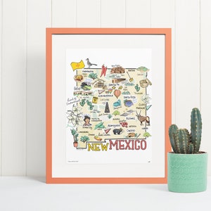 New Mexico Map, New Mexico Print, Unframed, Printed on Watercolor Paper ...