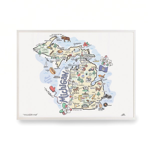 Michigan Map Art - Etsy
