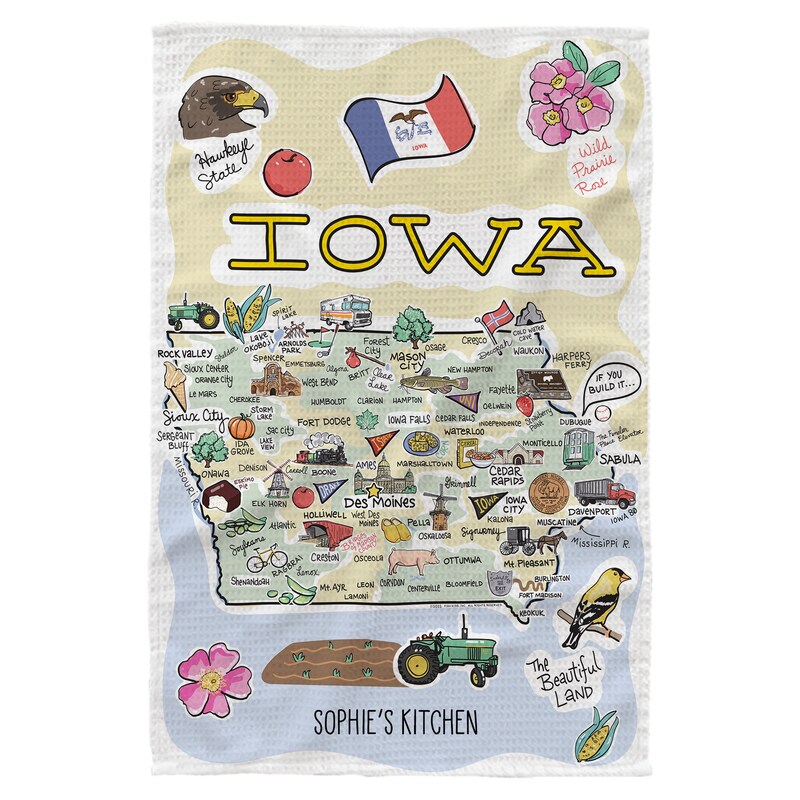 Map of Iowa - Etsy