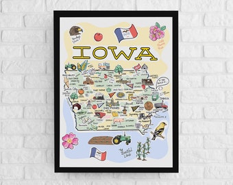 Iowa Map Art | Etsy