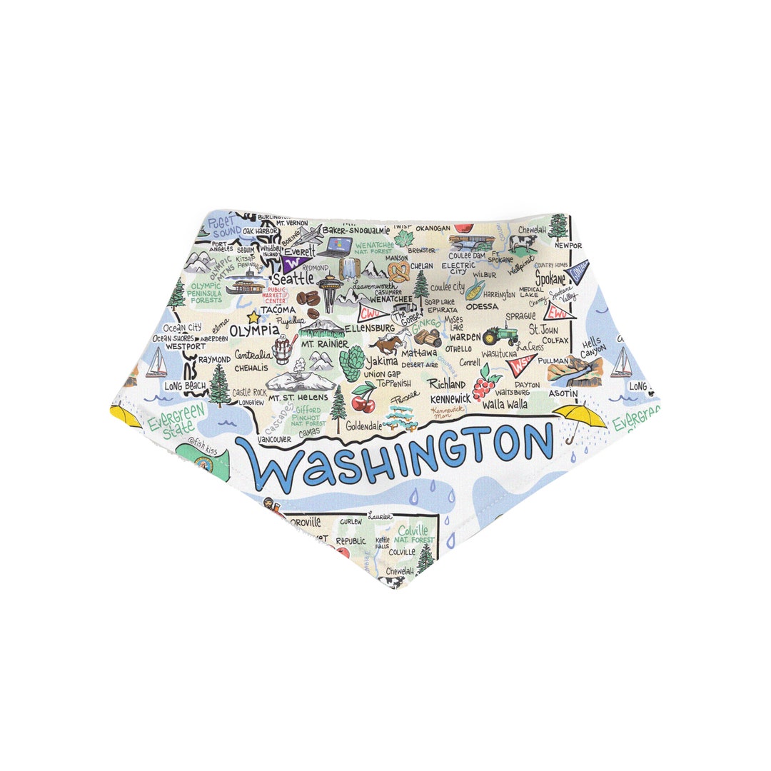 Washington Map Baby Bib Washington Map Bandana Bib State - Etsy