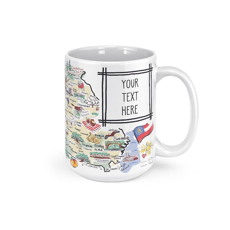 Customizable Georgia State Map Mug: 15 Oz. Souvenir Coffee Mug - Etsy