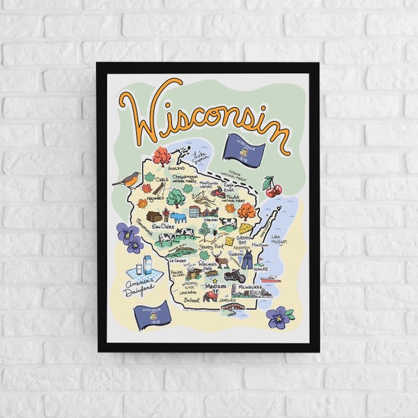 Wisconsin Map Art - Etsy
