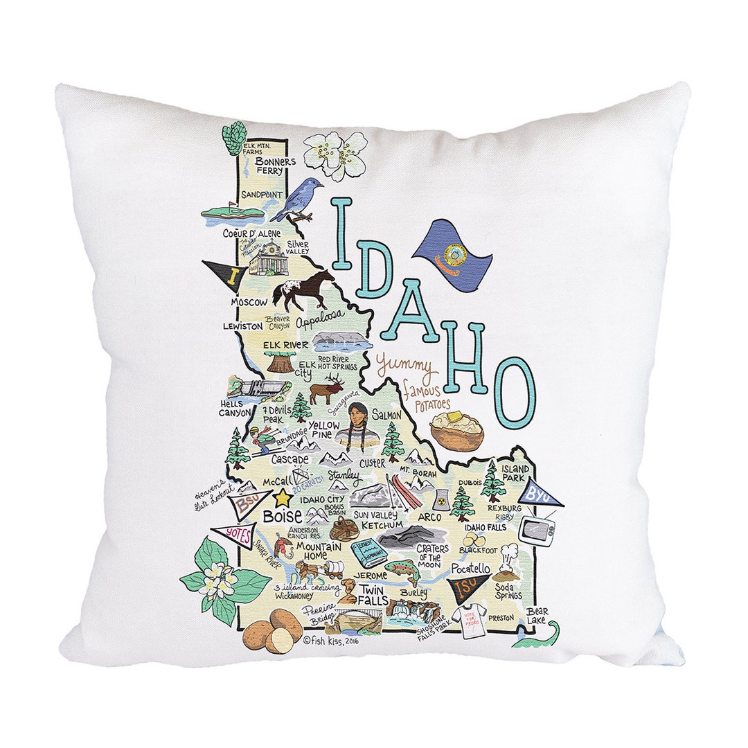 Idaho Map Pillow: Linen Texture, Indoor/outdoor, 18x18 - Etsy