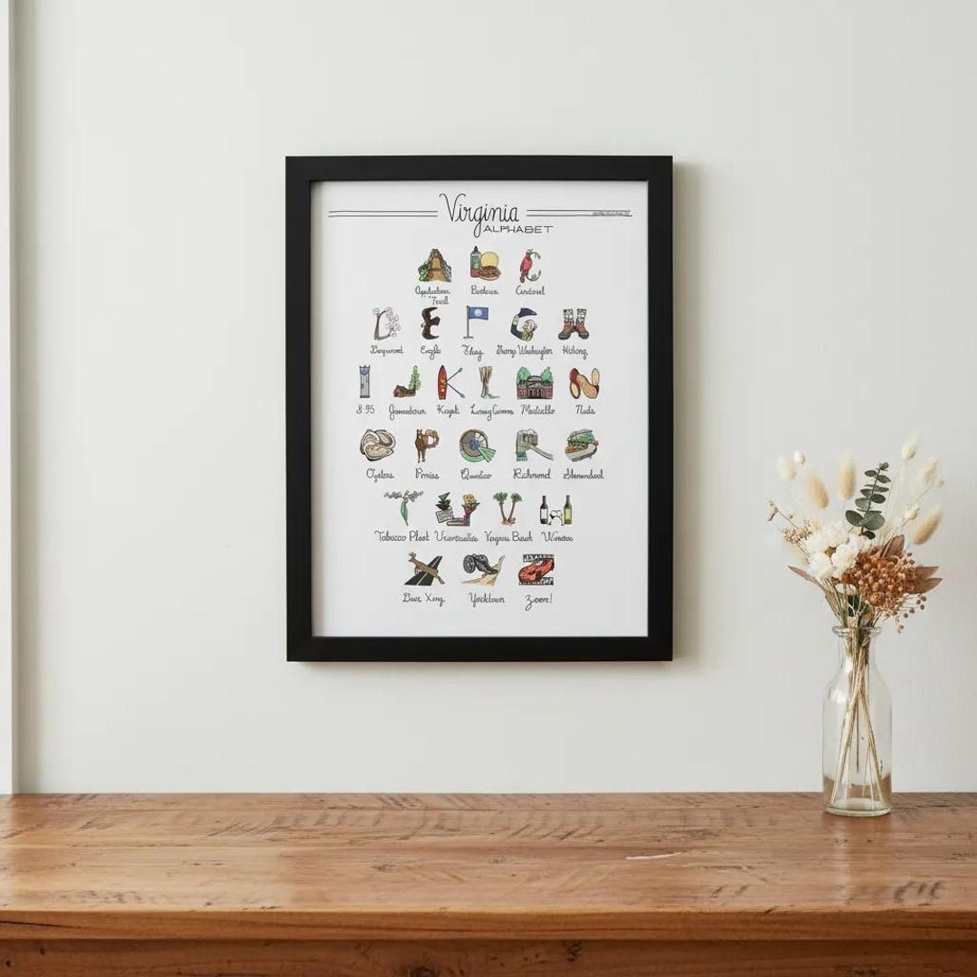 Framed Virginia Alphabet Print - Etsy