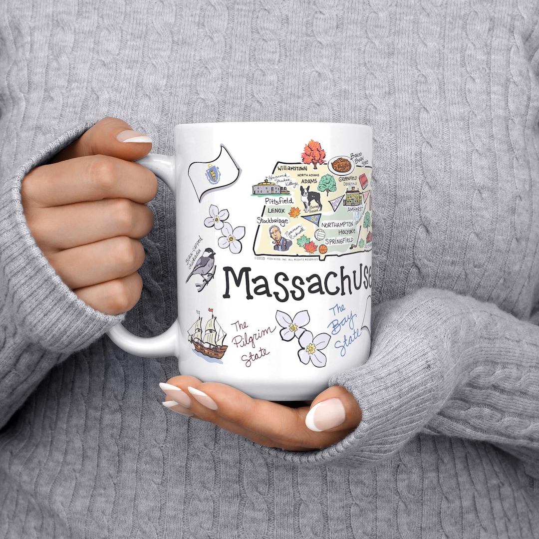 Customizable Massachusetts Map Coffee Mug: 15 Oz. State Gift - Etsy