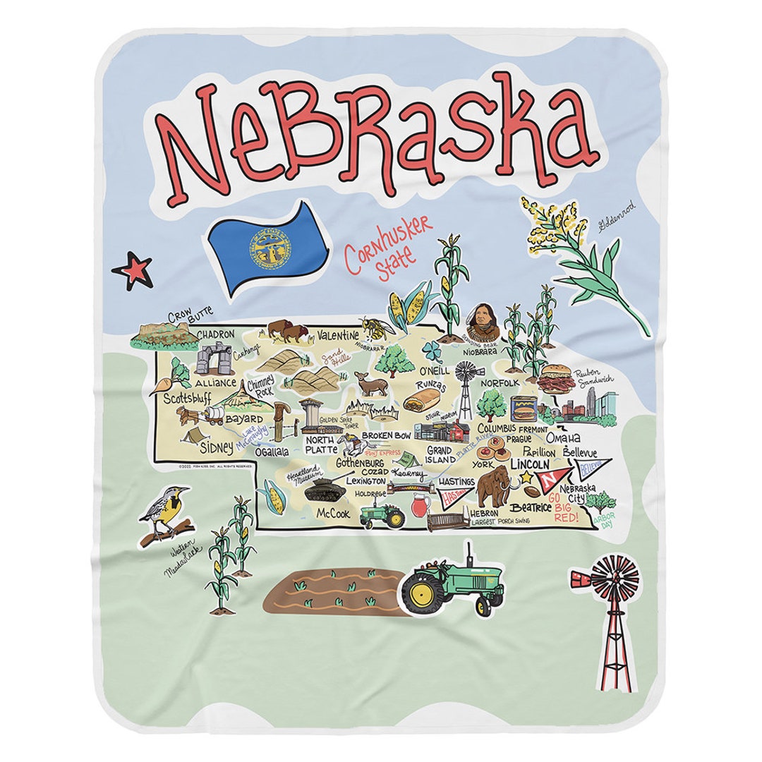 Nebraska Baby Blanket, Nebraska Map Baby Blanket - Jersey, Customizable ...