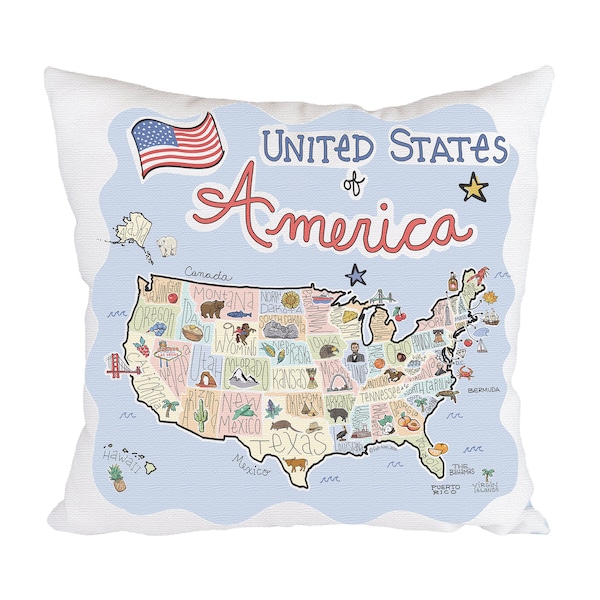 Us Map Pillow - Etsy