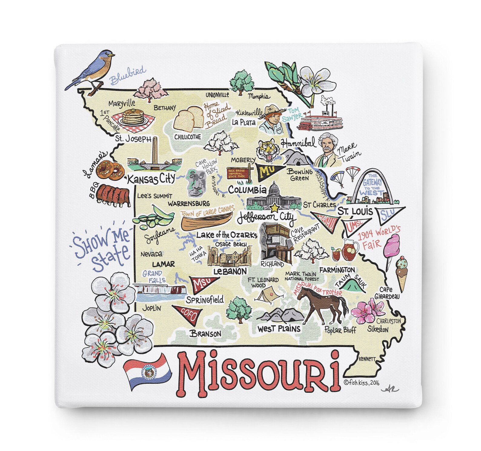 Missouri Map Art on Canvas: State Pride Wall Decor (10"x10") - Etsy