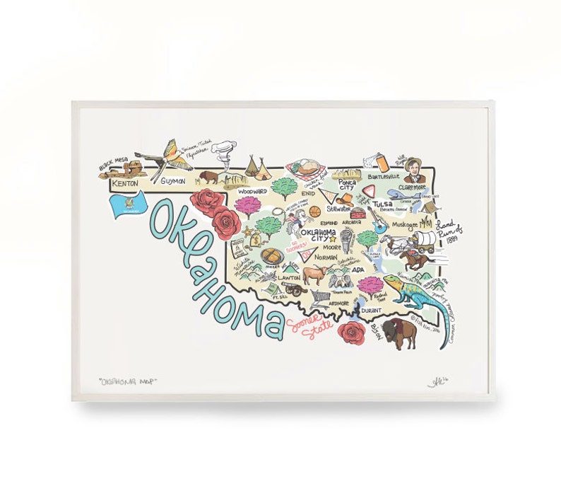 Oklahoma Map Oklahoma Print Unframed Printed on Watercolor | Etsy