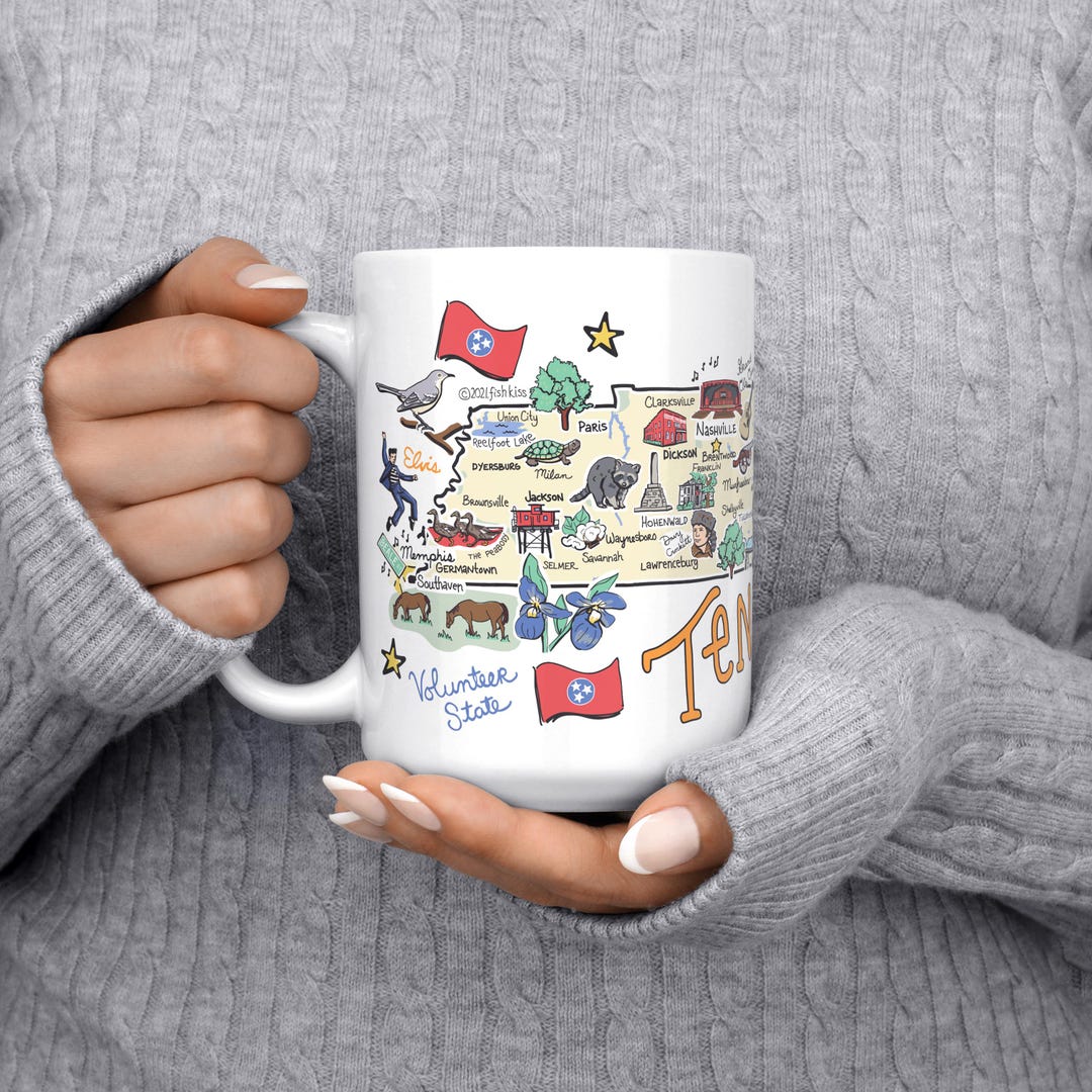 Customizable Tennessee Map Coffee Mug: 15 Oz. State Souvenir - Etsy