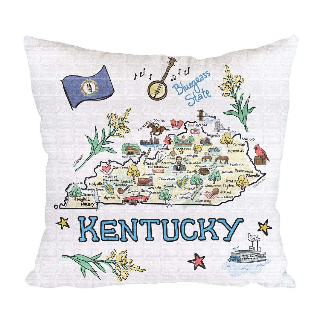 Kentucky Map Pillow: 18" Indoor/outdoor State Pride Decor - Etsy