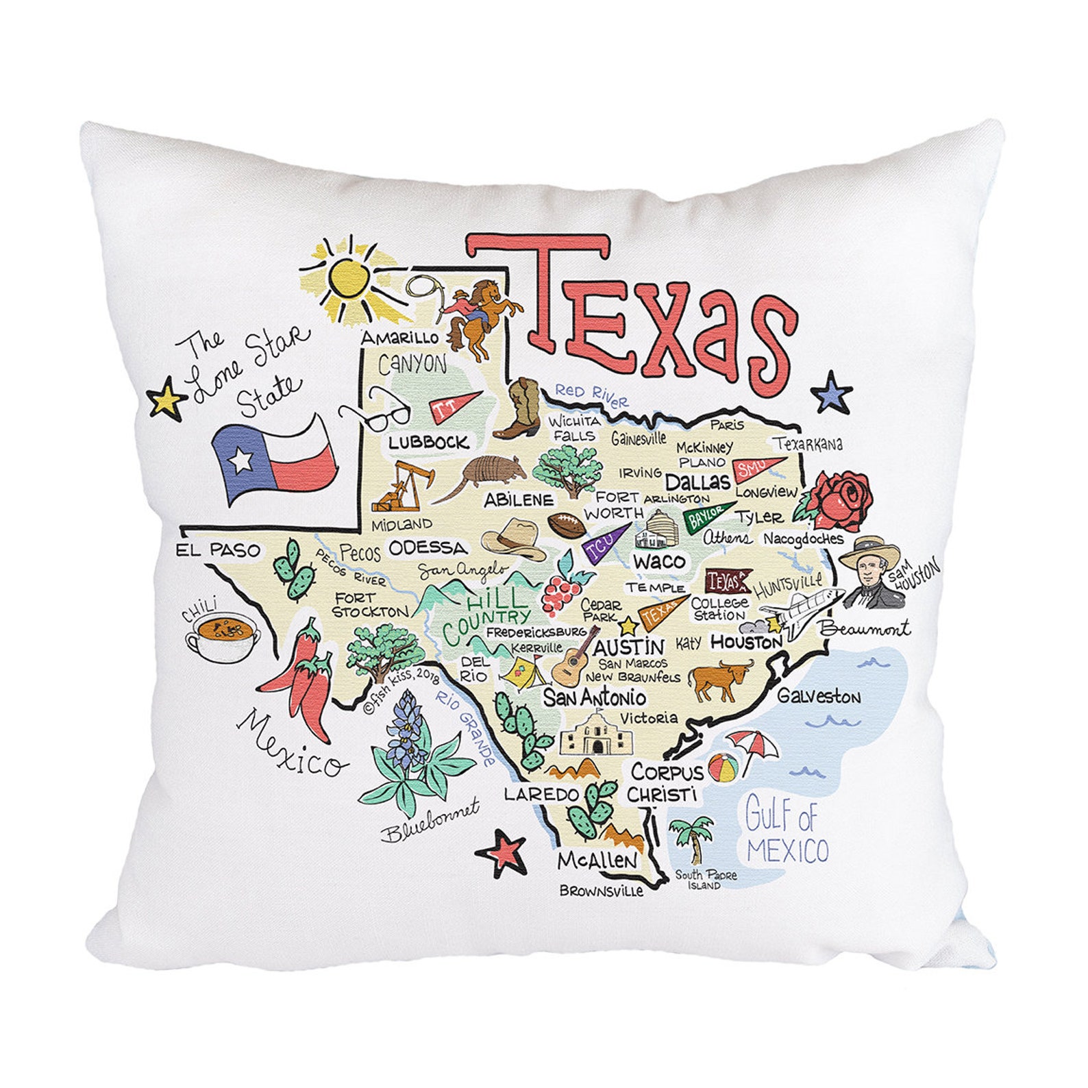 Texas Map Pillow: 18" Indoor/outdoor State Pride - Etsy