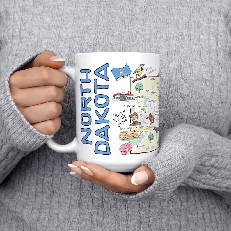 Customizable North Dakota Map Coffee Mug: State Pride Gift - Etsy