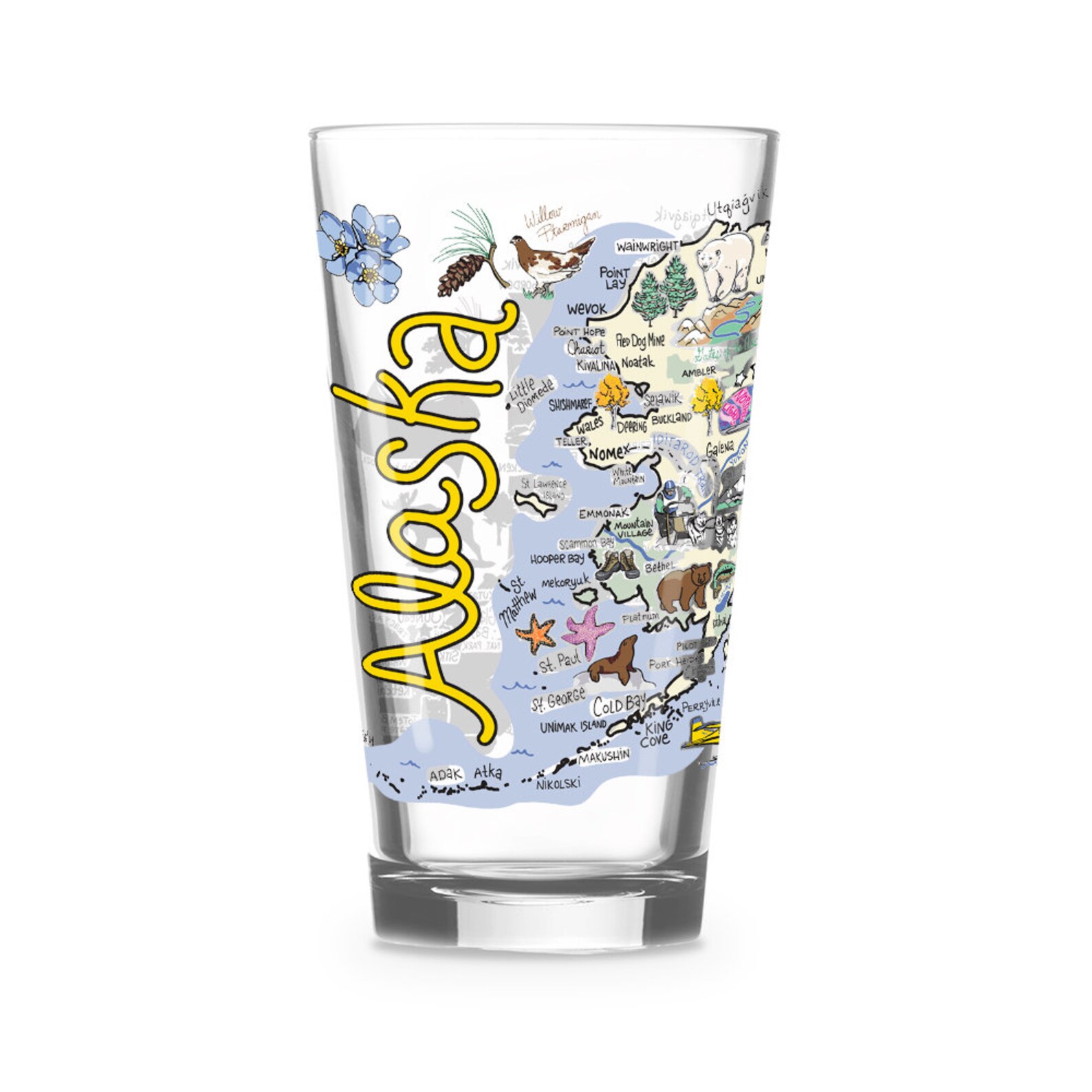 Customizable Alaska Map Glass: Embossed Print Drinkware (16 Oz) - Etsy