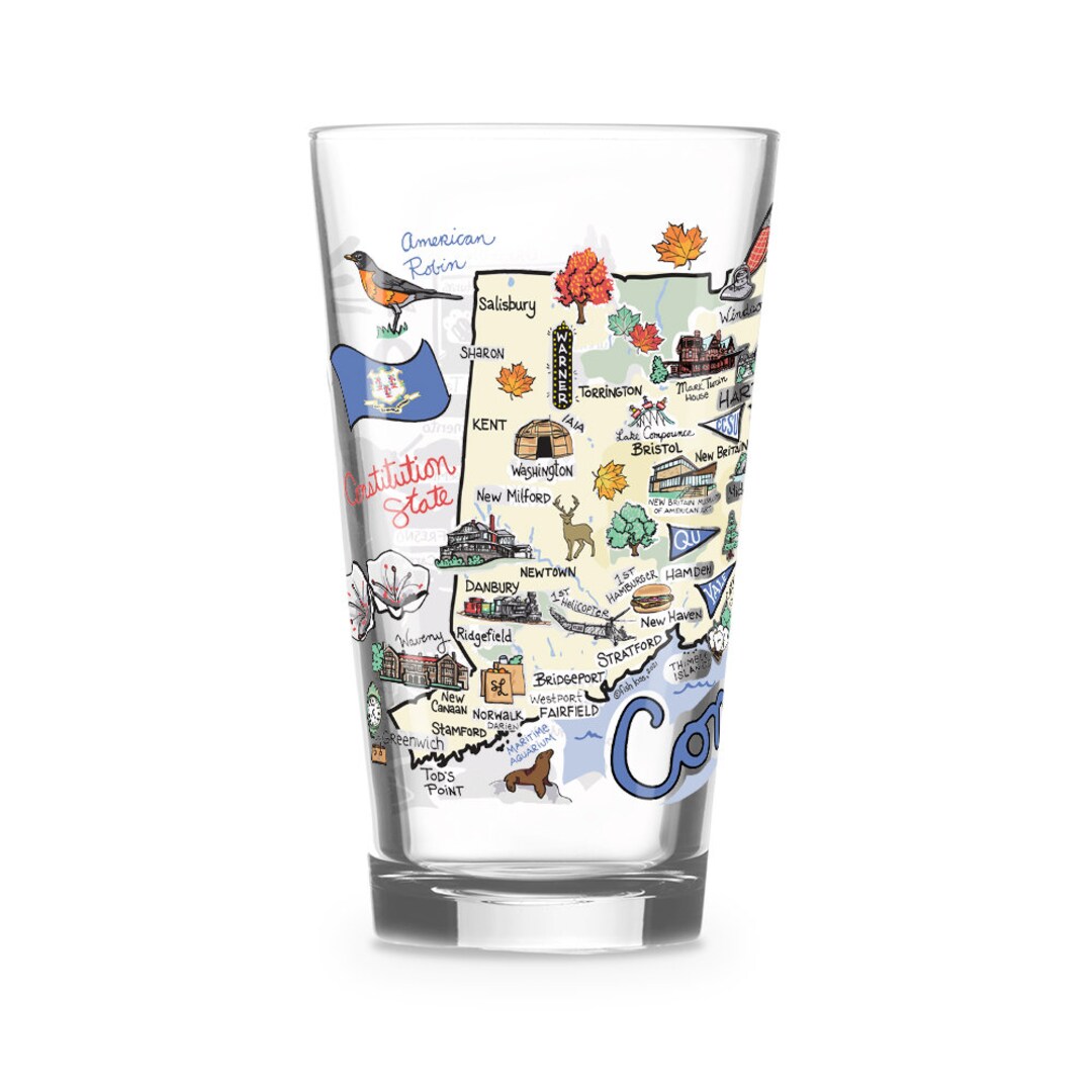 Connecticut Glass, Connecticut Drinking Glass, Connecticut Drinkware ...