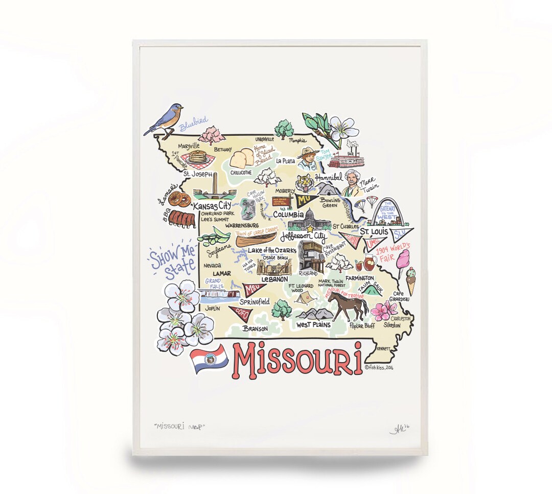Missouri Map, Missouri Print, Unframed, Printed on Watercolor Paper - Etsy