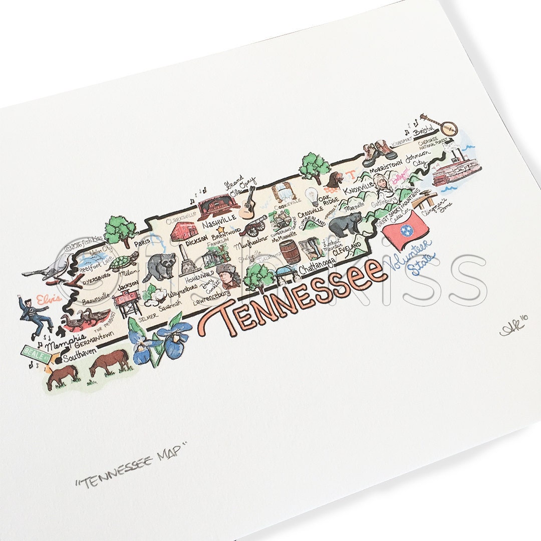 Tennessee Art Tennessee Map Tennessee Print TN Art - Etsy