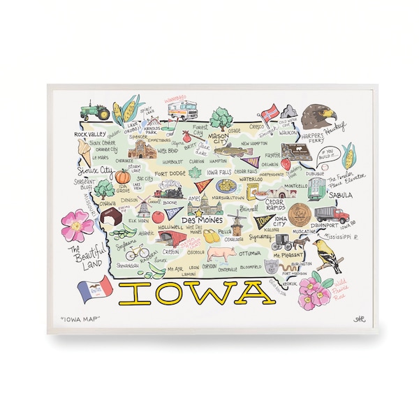 Map of Iowa - Etsy