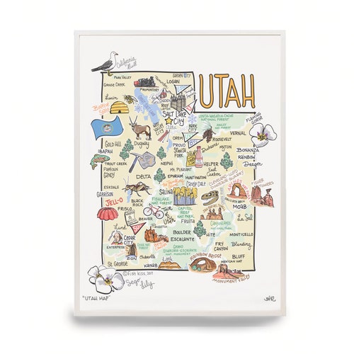 Utah Art Utah Map Utah Print Unframed Print Signed by - Etsy