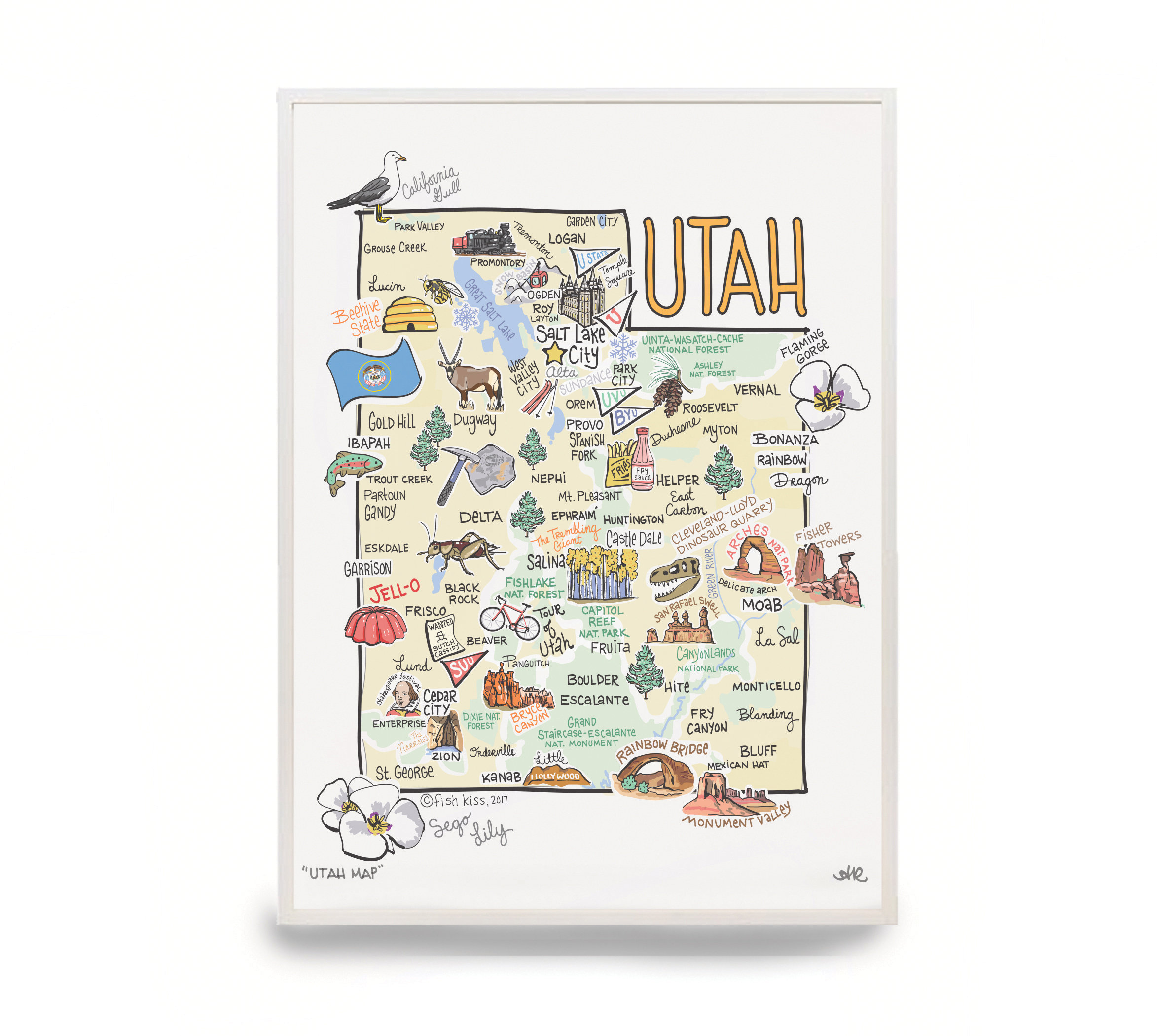 Utah Art Utah Map Utah Print Unframed Print Signed by | Etsy