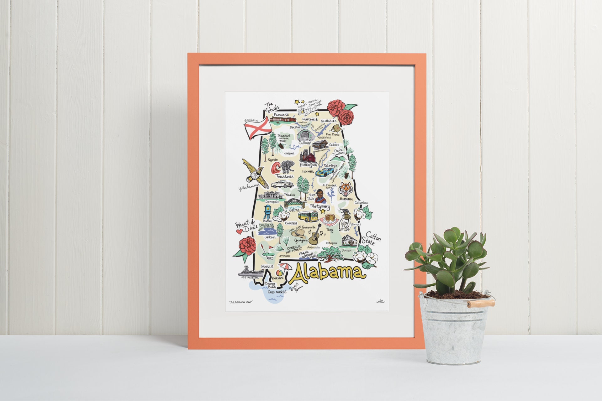 Alabama Art Alabama Map Alabama Print Unframed Print | Etsy