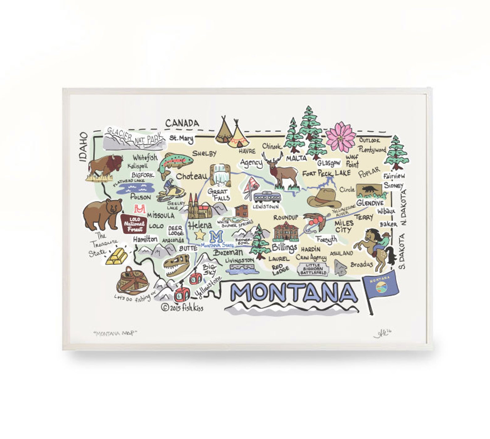 Montana Map Art Print, Watercolor Paper, Unframed - Etsy