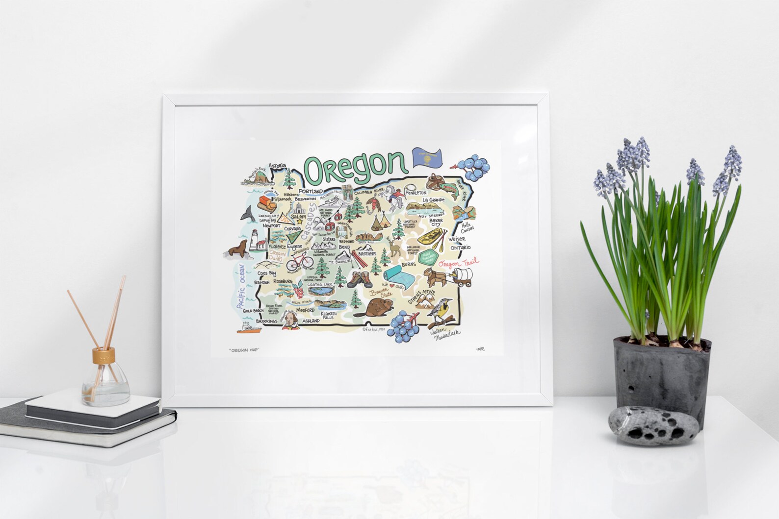 Oregon Map Oregon Print Unframed Printed on Watercolor - Etsy