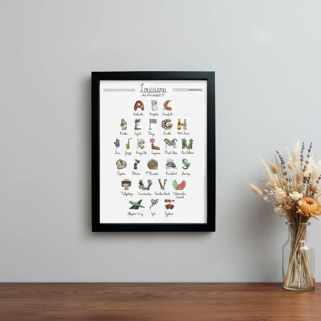 Framed Louisiana Alphabet Print - Etsy