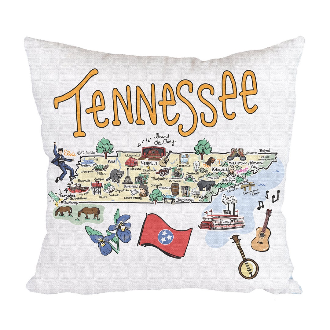 Tennessee Map Pillow: 18" Indoor/outdoor State Pride - Etsy