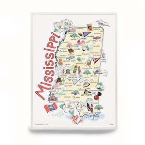 Mississippi Map Art Print: Signed Watercolor Illustration - Etsy