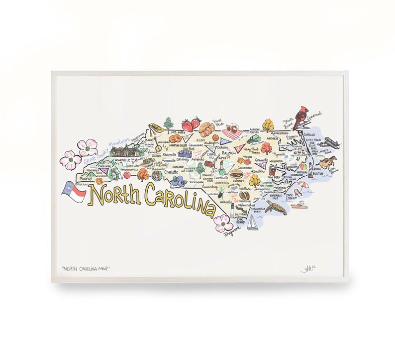 North Carolina Art North Carolina Map North Carolina Print - Etsy