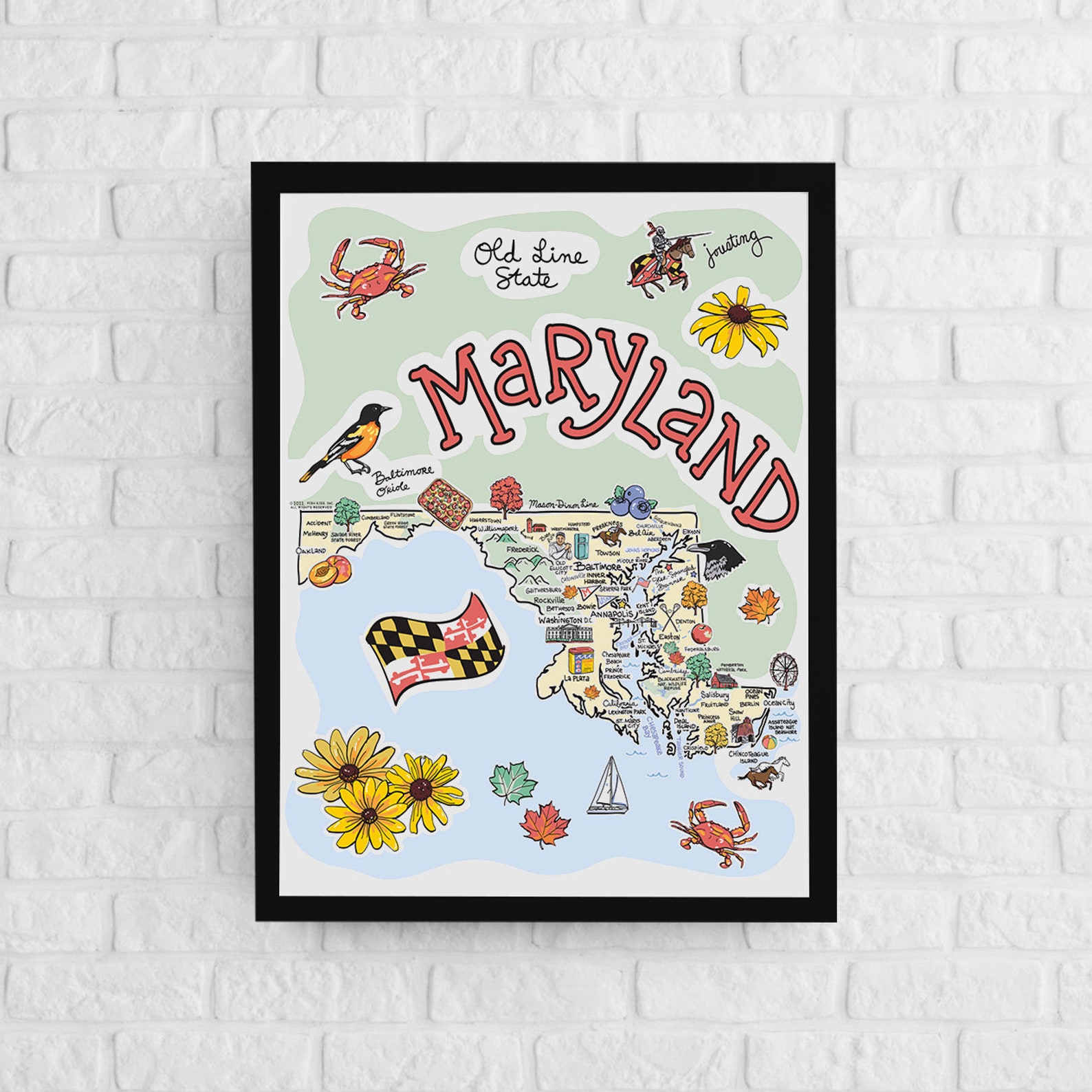 Maryland Art Maryland Map Maryland Poster Unframed Print - Etsy