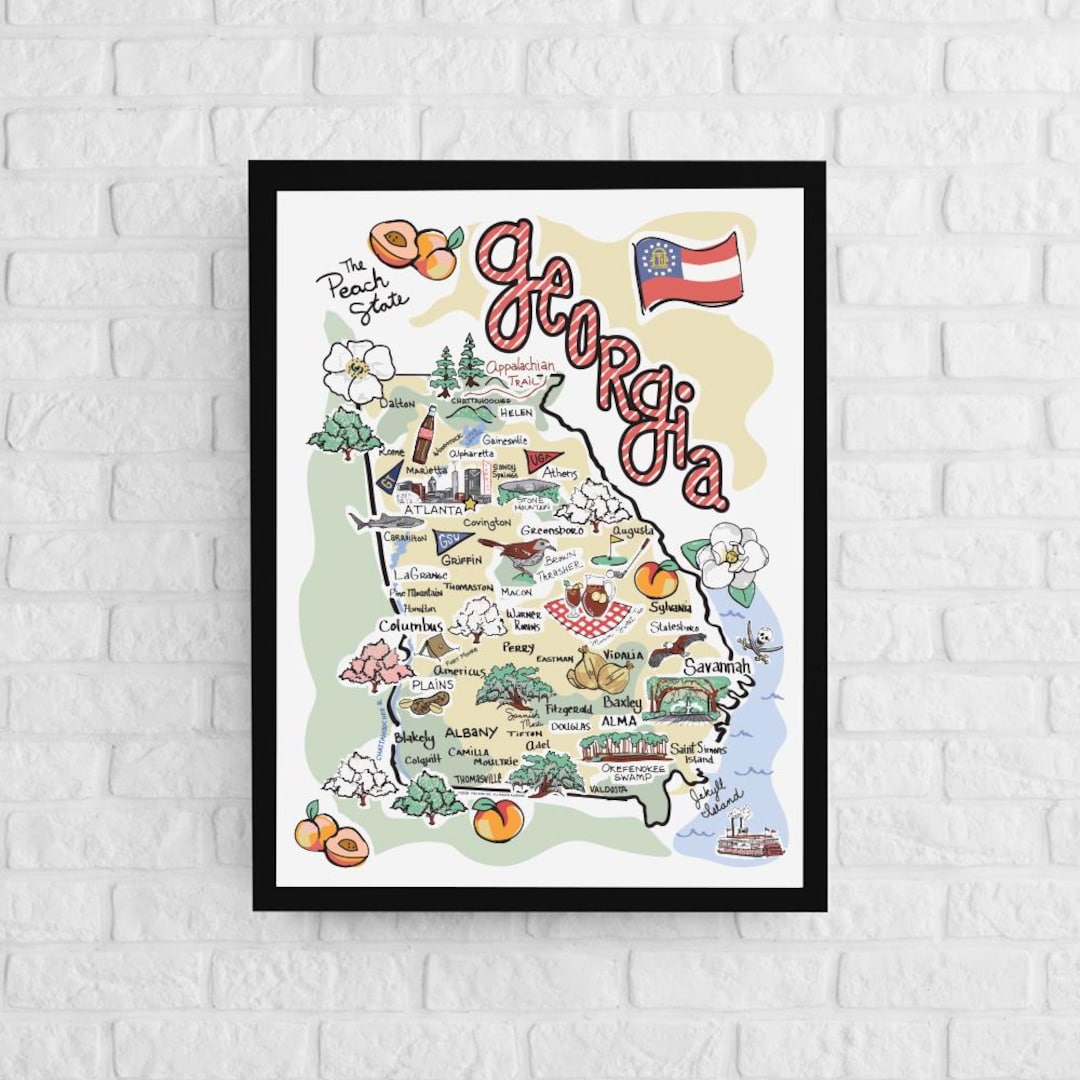 Georgia Map Art Print: Illustrated State Poster - Etsy
