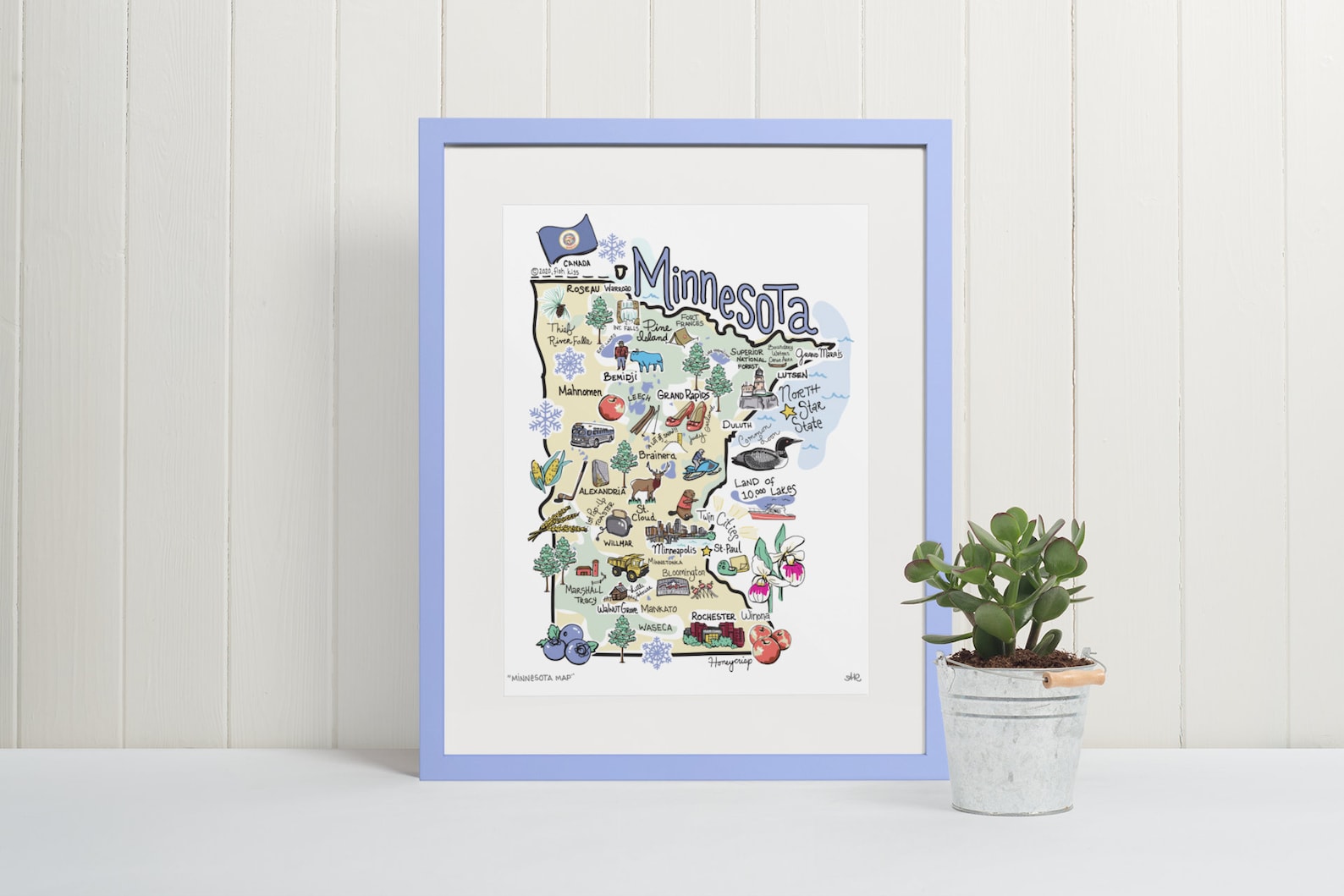 Minnesota Art Minnesota Map Minnesota Print Unframed | Etsy