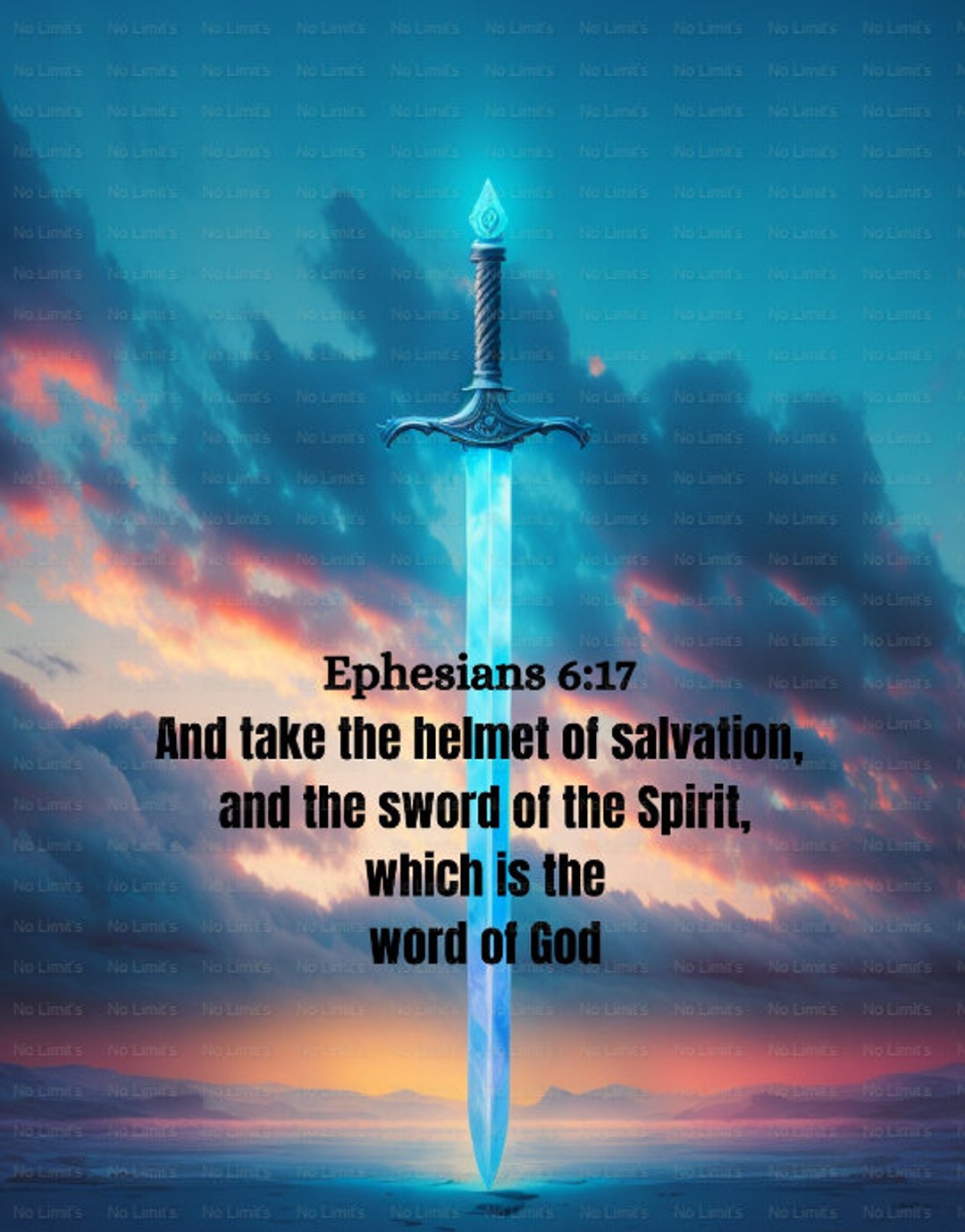 AI Digital Art Sword of the Spirit, Christian Digital Art Ephesians 6: ...