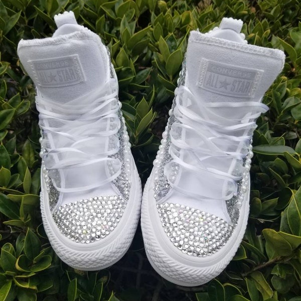 Pearl and Rhinestone Converse Shoes for Wedding - Etsy