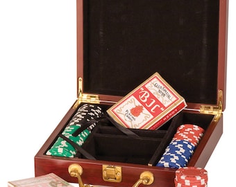 100 Chip Poker Set in Rosewood Case - Etsy