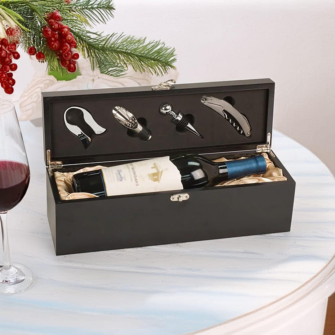 Black Finish Single Wine Box With Tools - Etsy