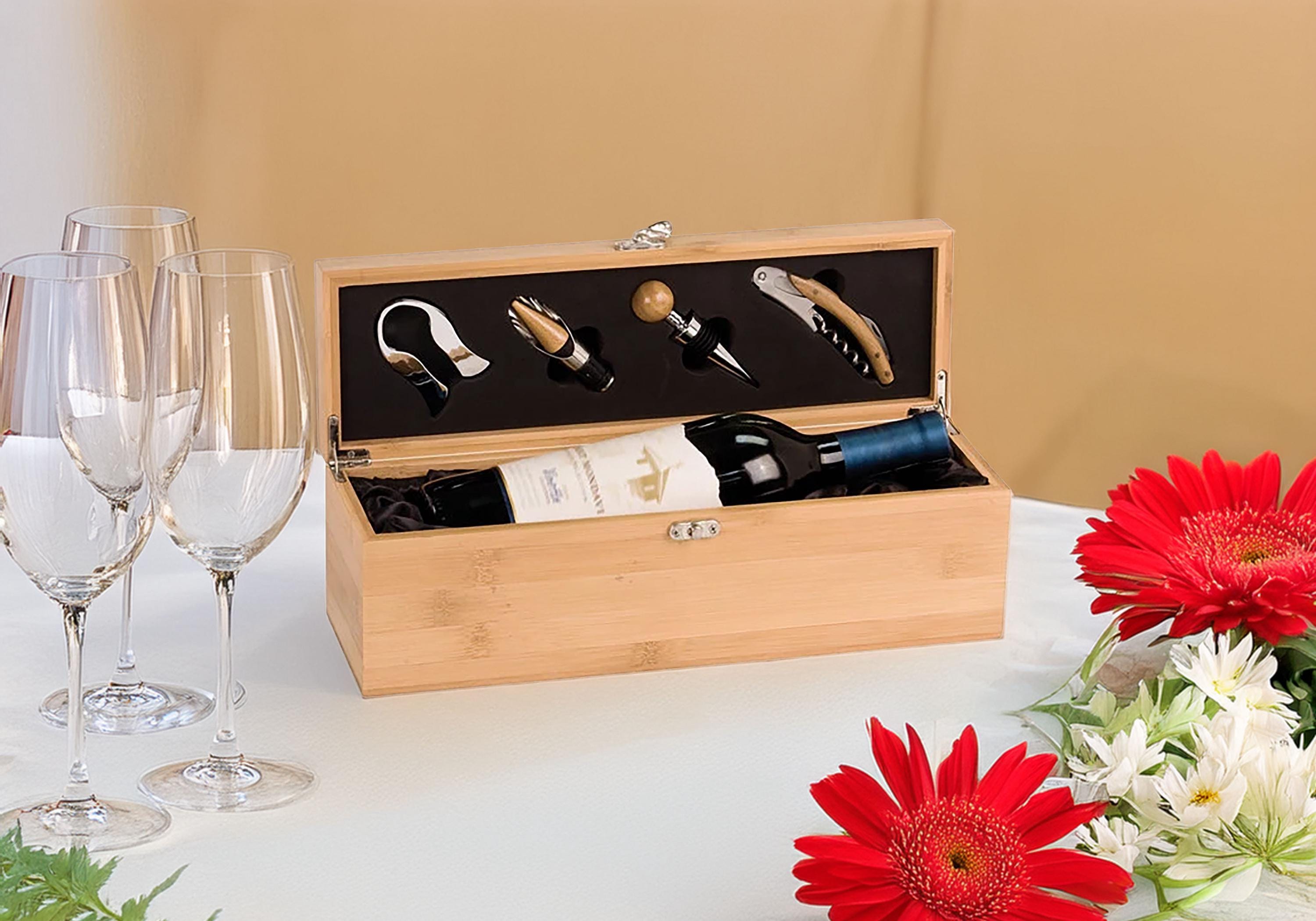 Bamboo Single Wine Box With Tools - Etsy