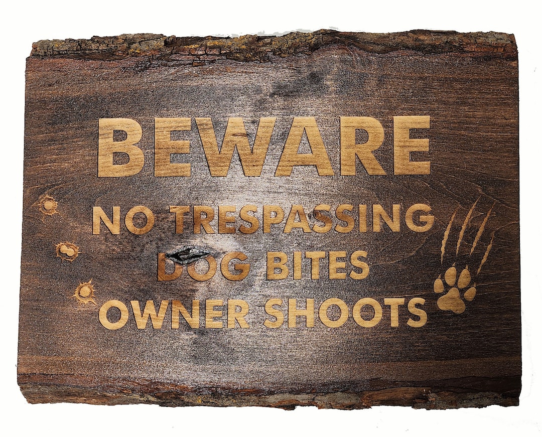 Engraved Live Edge Wood Sign, Beware Dog Bites, Rustic Decor - Etsy