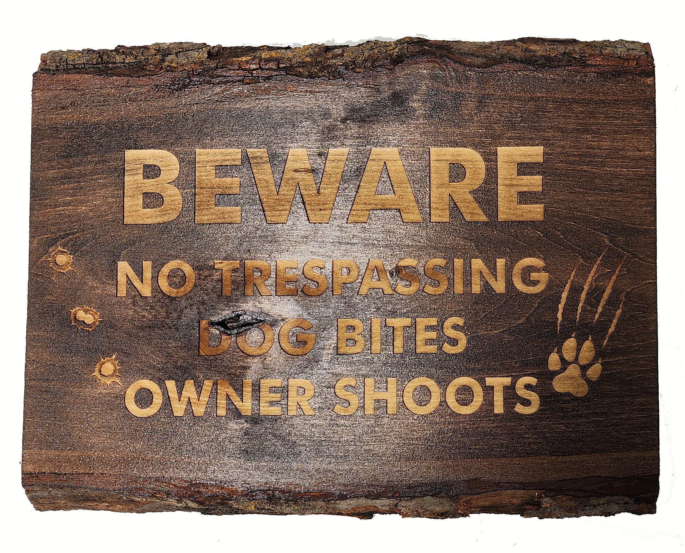 Engraved Live Edge Wood Sign, Beware Dog Bites, Rustic Decor - Etsy