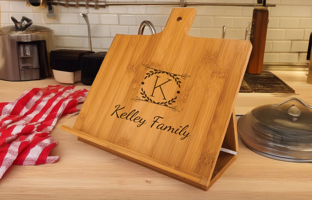 Laser Engraved Bamboo Cookbook Stand, Recipe Tablet Holder - Etsy