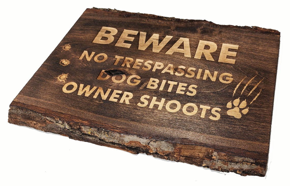 Engraved Live Edge Wood Sign, Beware Dog Bites, Rustic Decor - Etsy