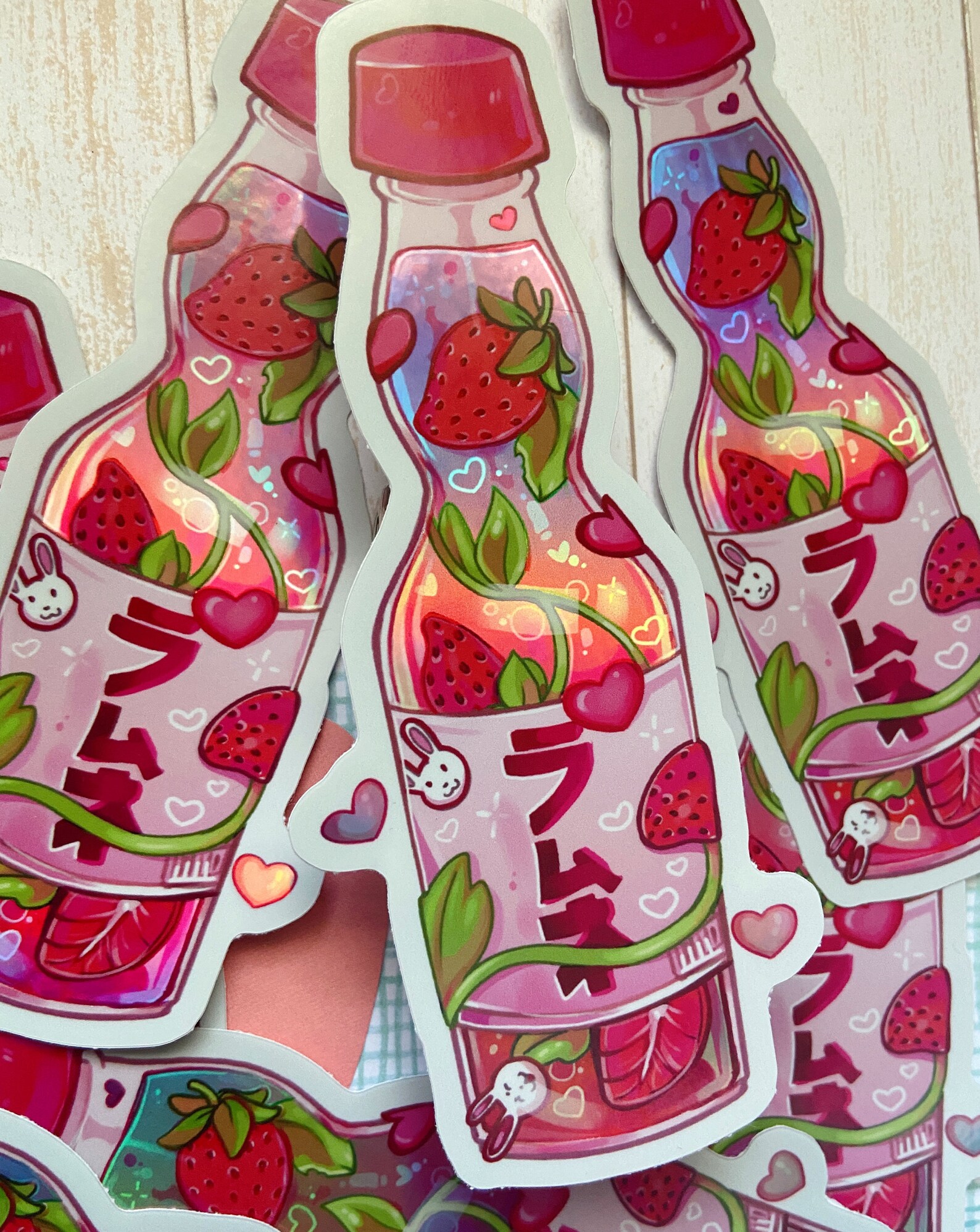 Holographic Strawberry Ramune Drink Sticker | Etsy