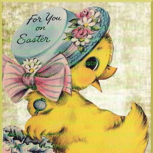 Vintage Easter Duck Digital Image Postcard Instant Download Printable ...