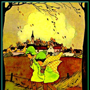 Vintage Welcome Fall Fairy Tale Illustration Wall - Etsy