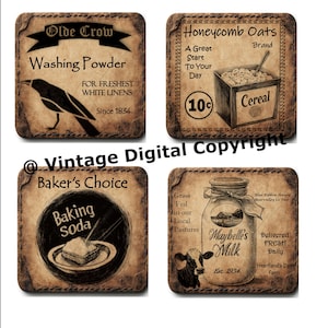 Vintage Farmhouse Pantry Labels: Printable Digital Collage (digital ...