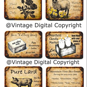 Vintage Farmhouse Pantry Labels: Rustic Digital Art (digital Download ...
