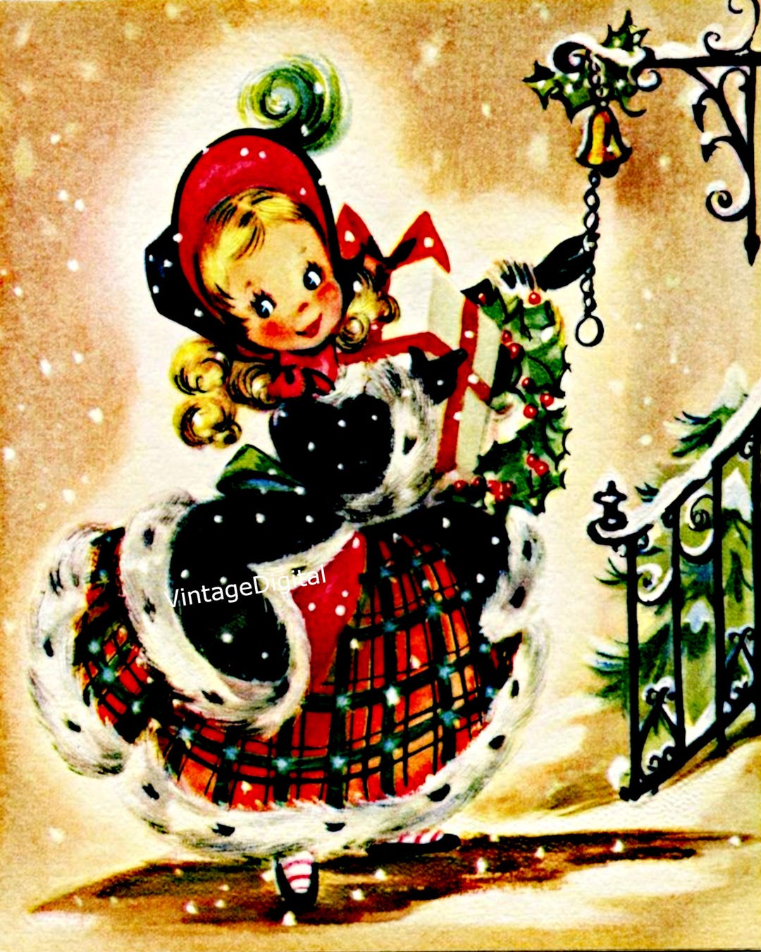 Vintage Christmas Shopping Girl Image: Retro Printable (digital ...